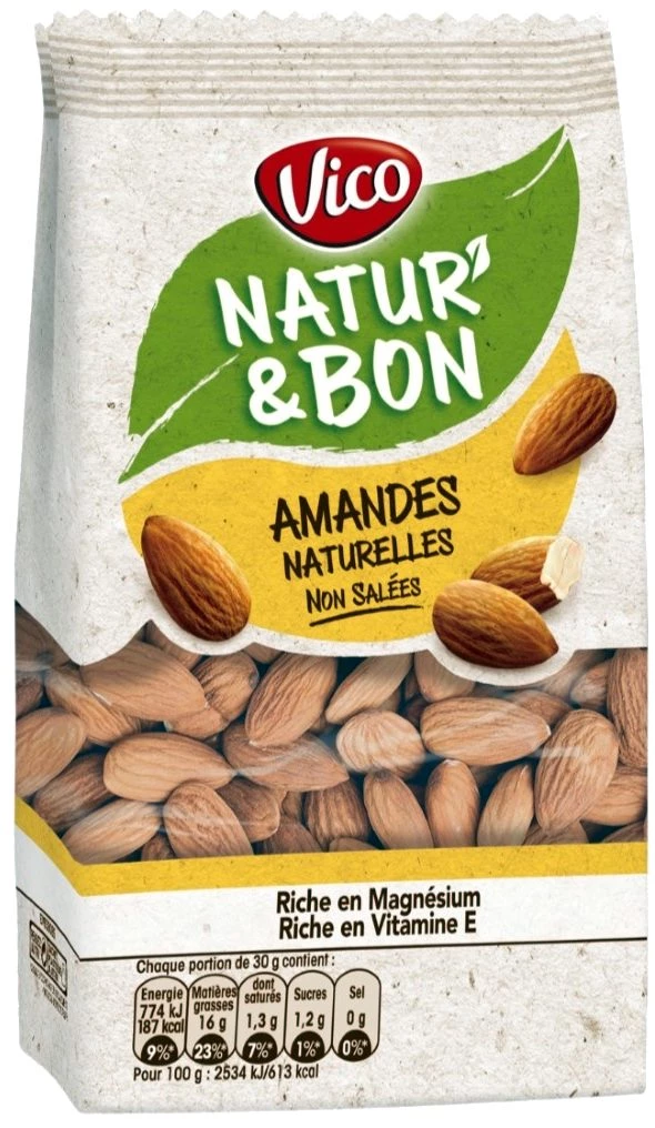 Natural unroasted almonds 200g - NATUR' & BON wholesaler