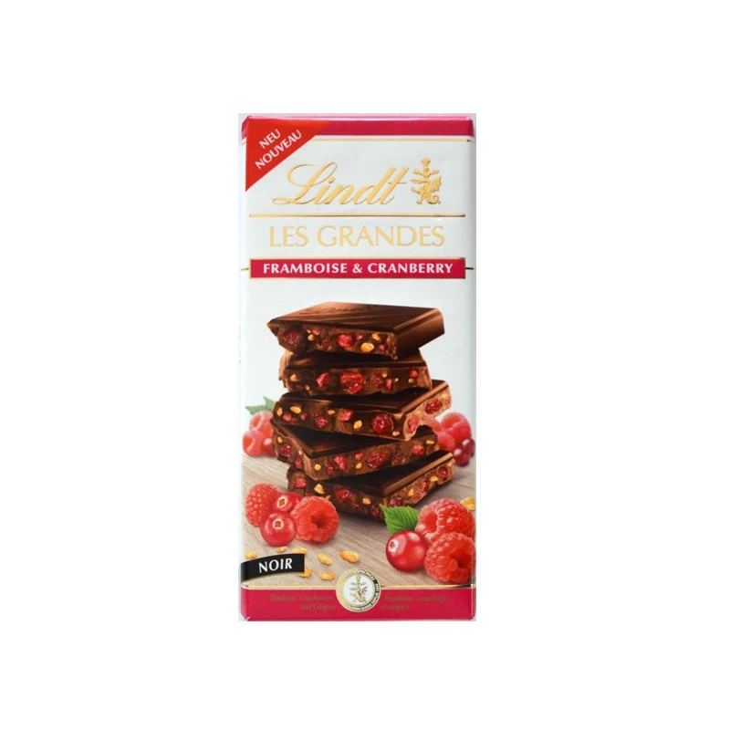Grossiste Tablette de chocolat noir framboise et cranberry 150g - LINDT