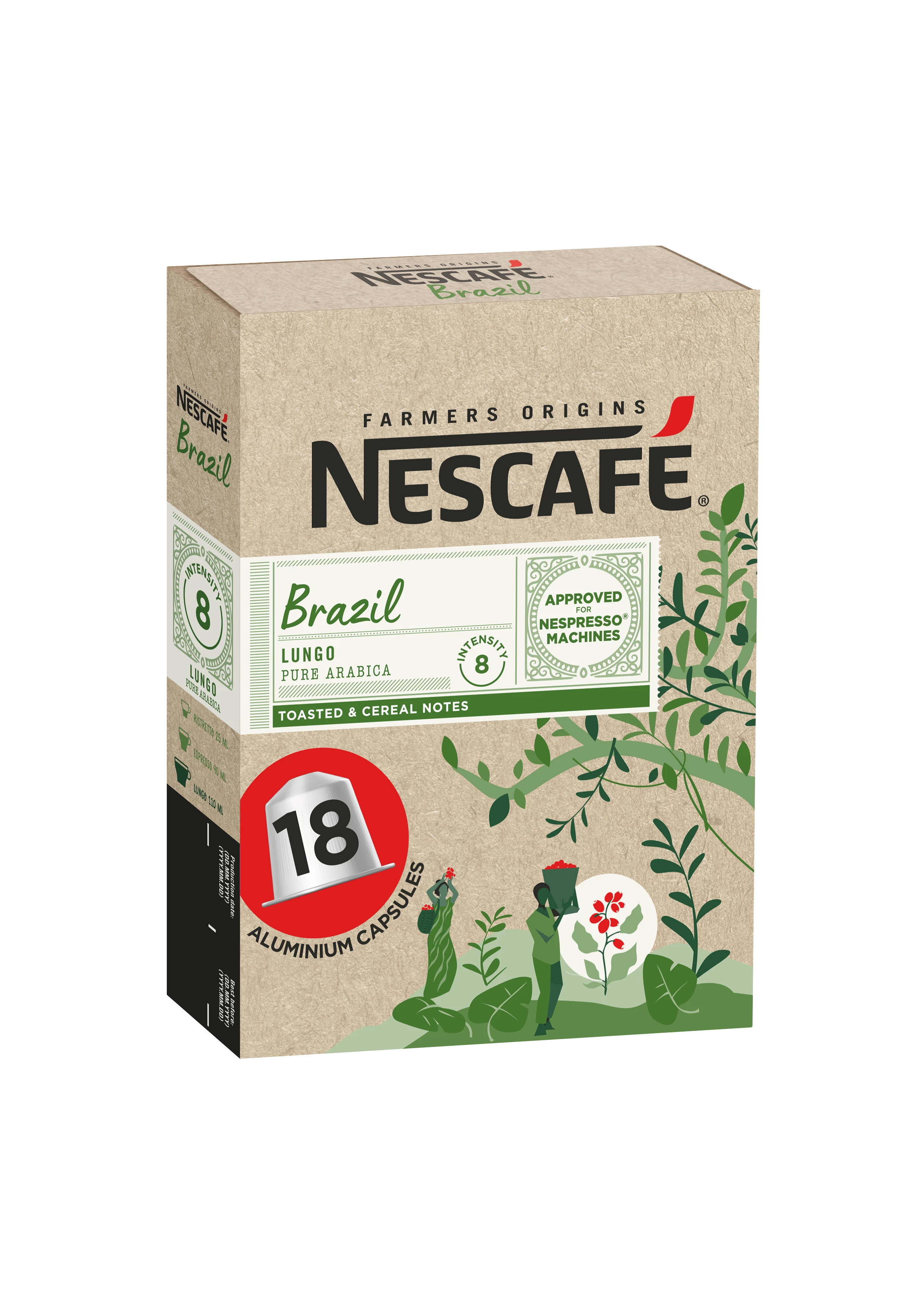 Capsules Café Brazil Lungo 兼容 Nespresso x18； 93克 - NESCAFE 批发商