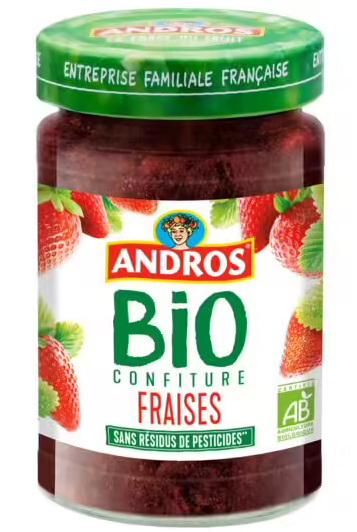 Grossiste Confiture Bio fraise - 340g - ANDROS