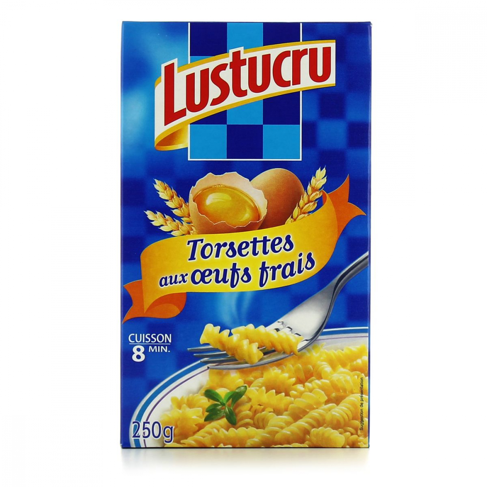 Grossiste Pâtes Torsettes aux Oeufs Frais, 250g - LUSTUCRU