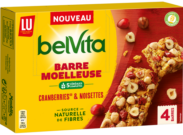 Grossiste Biscuits barres moelleuses aux fruits rouges -160g- BELVITA